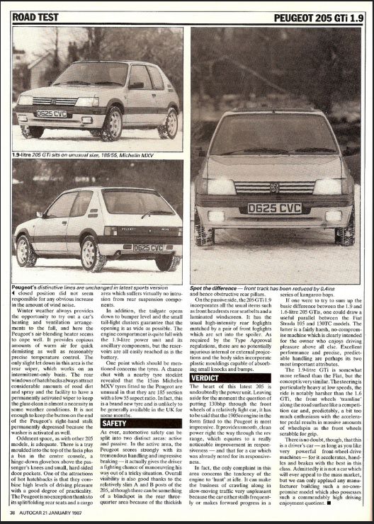 INFO GUIDE: 1986 - 1987 Peugeot 205 GTI Phase 1 (1.9l) | Classic Register