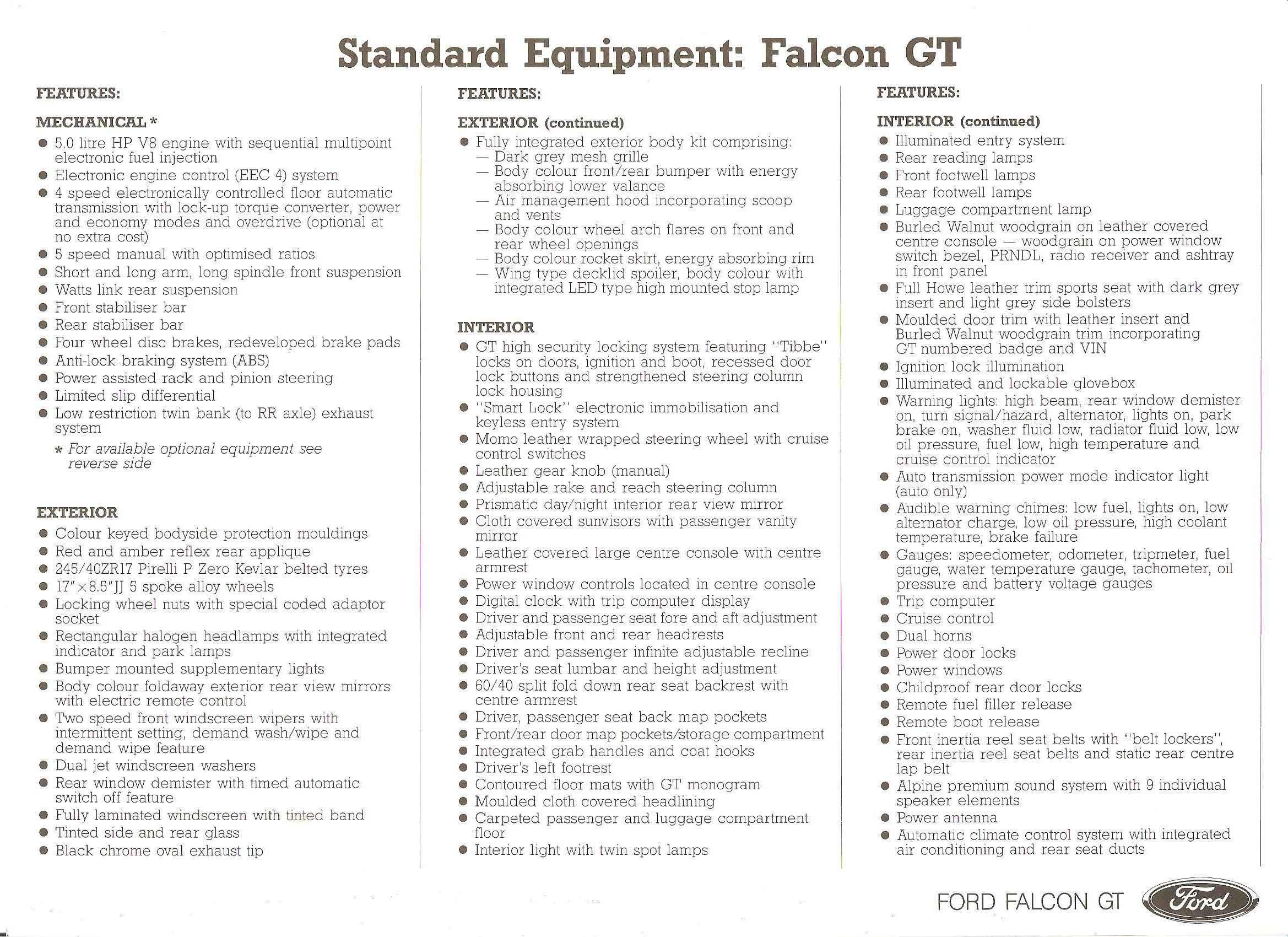 INFO GUIDE: 1992 - 1993 Ford Falcon EB GT | Classic Register